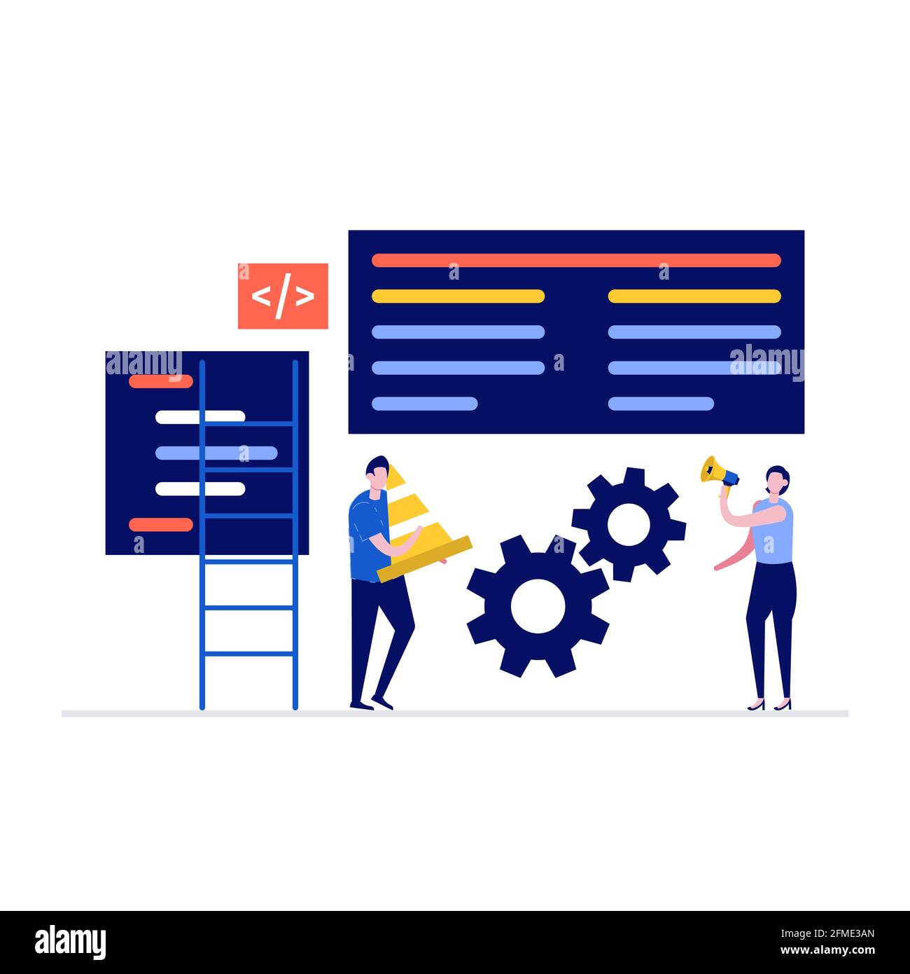 Website under construction vector illustration concept with characters ...