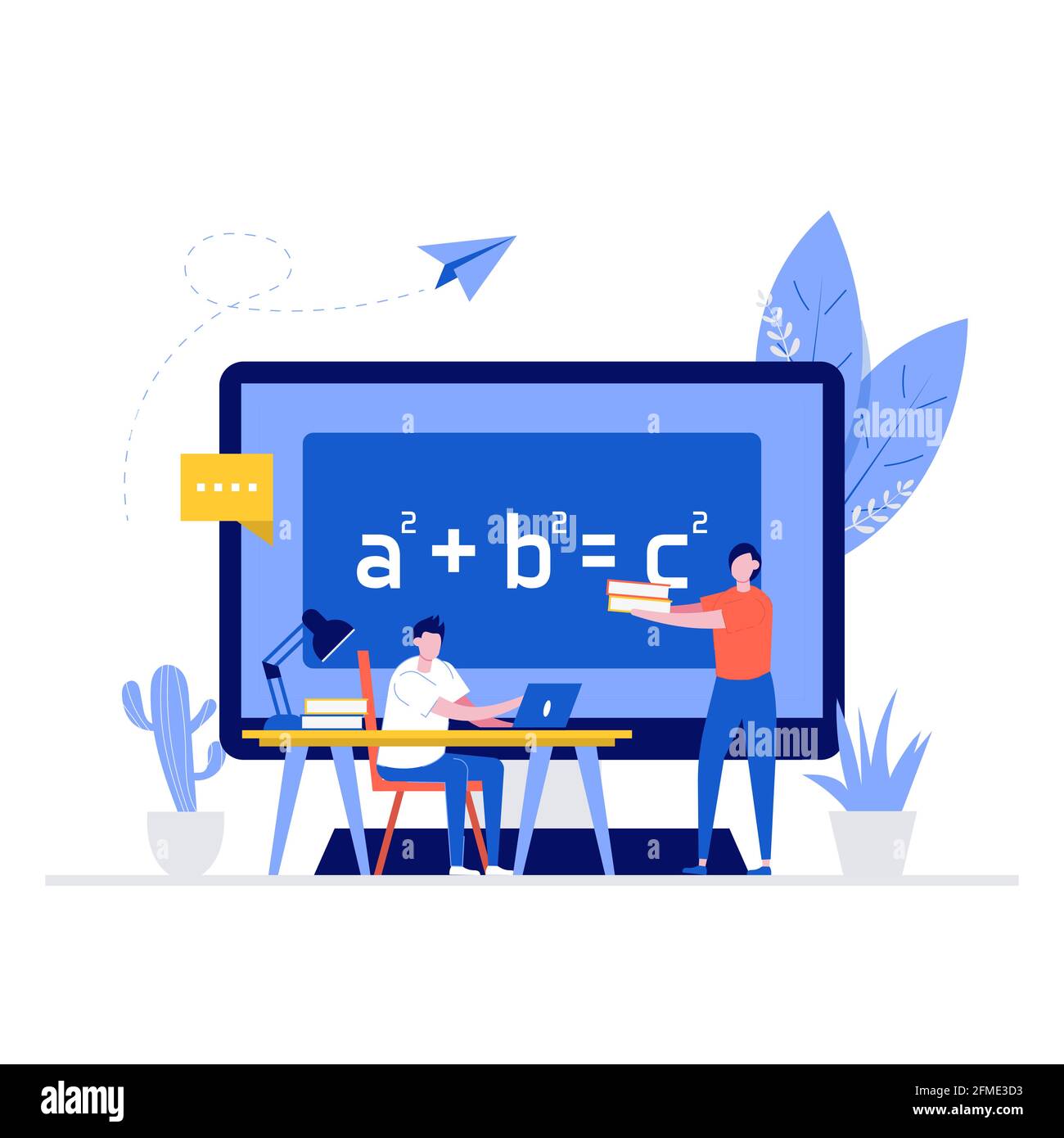 Online education vector illustration concept with characters. Student ...