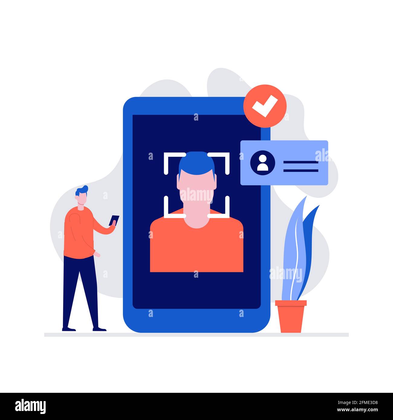 Face recognition vector illustration concept with characters. Modern ...