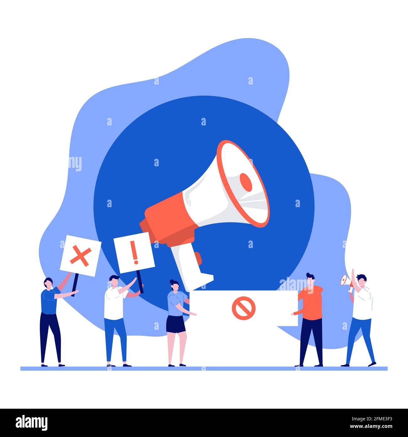 Social activity and protest vector illustration concept with characters ...