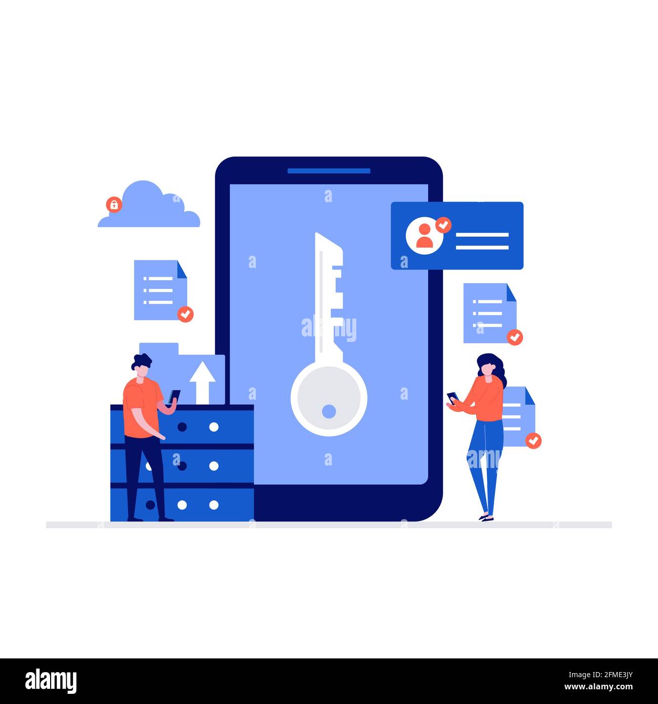 File storage vector illustration concept with characters. Modern flat ...