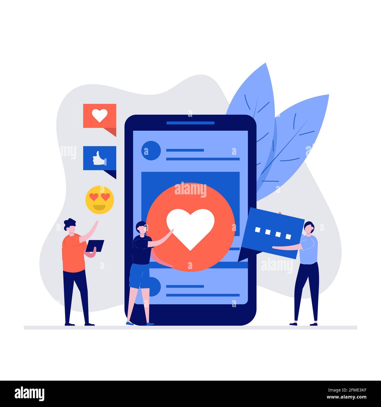 Social media vector illustration concept with characters. People ...
