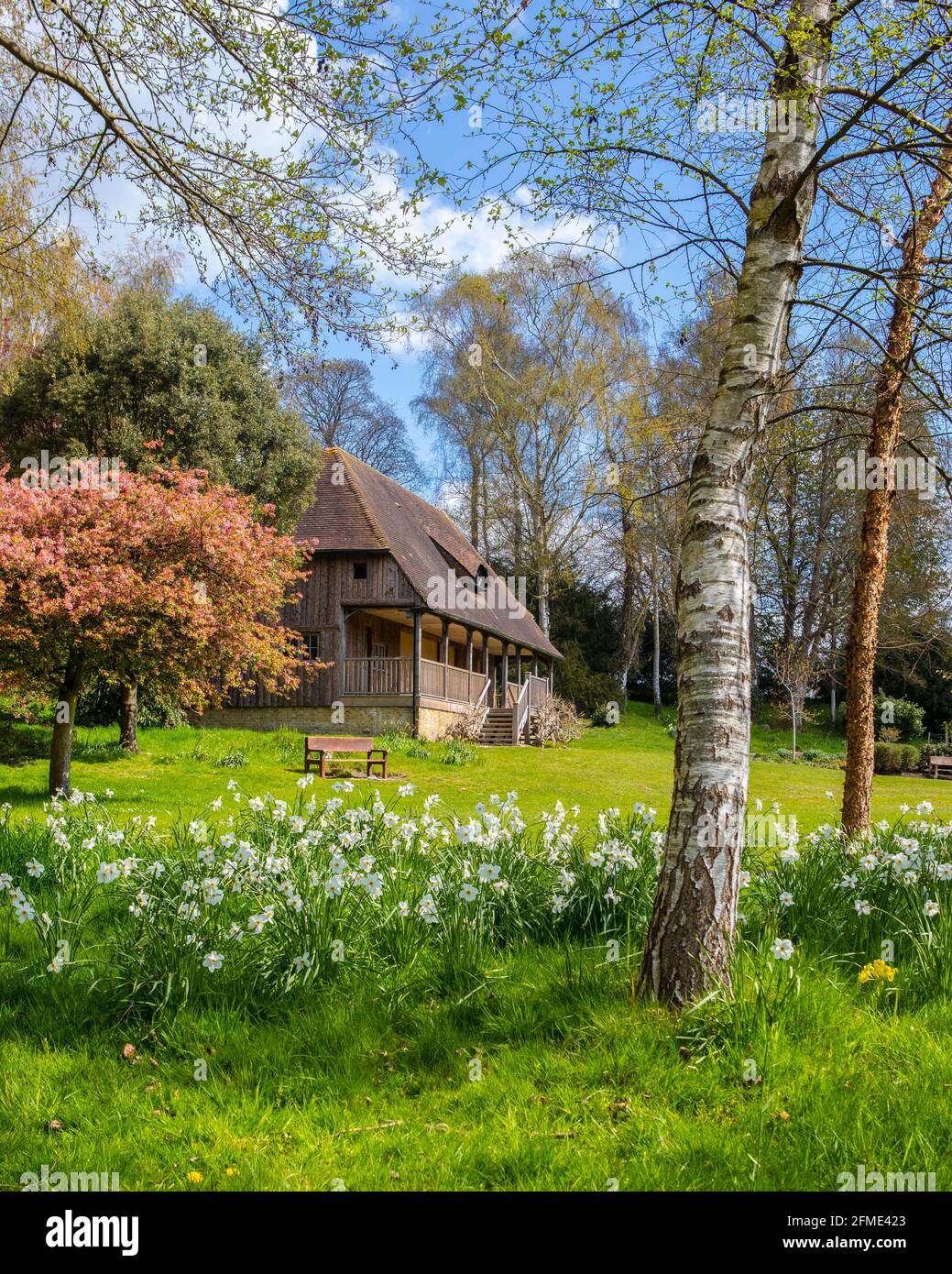 A view in the beautiful gardens of Leeds Castle in Kent, UK Stock Photo ...