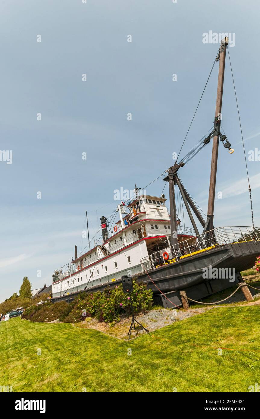 The bow and crane of the W.T. Preston Steamboat Museum in Anacortes ...