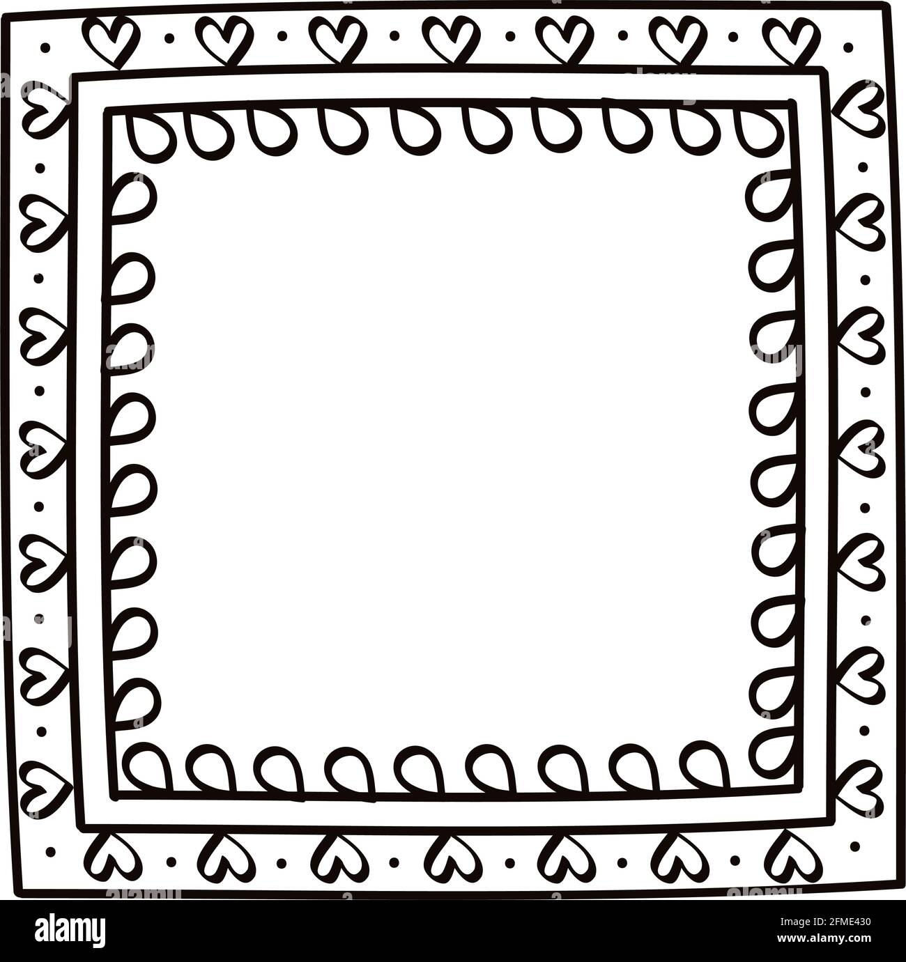 square hand draw hearts frame Stock Vector Image & Art - Alamy