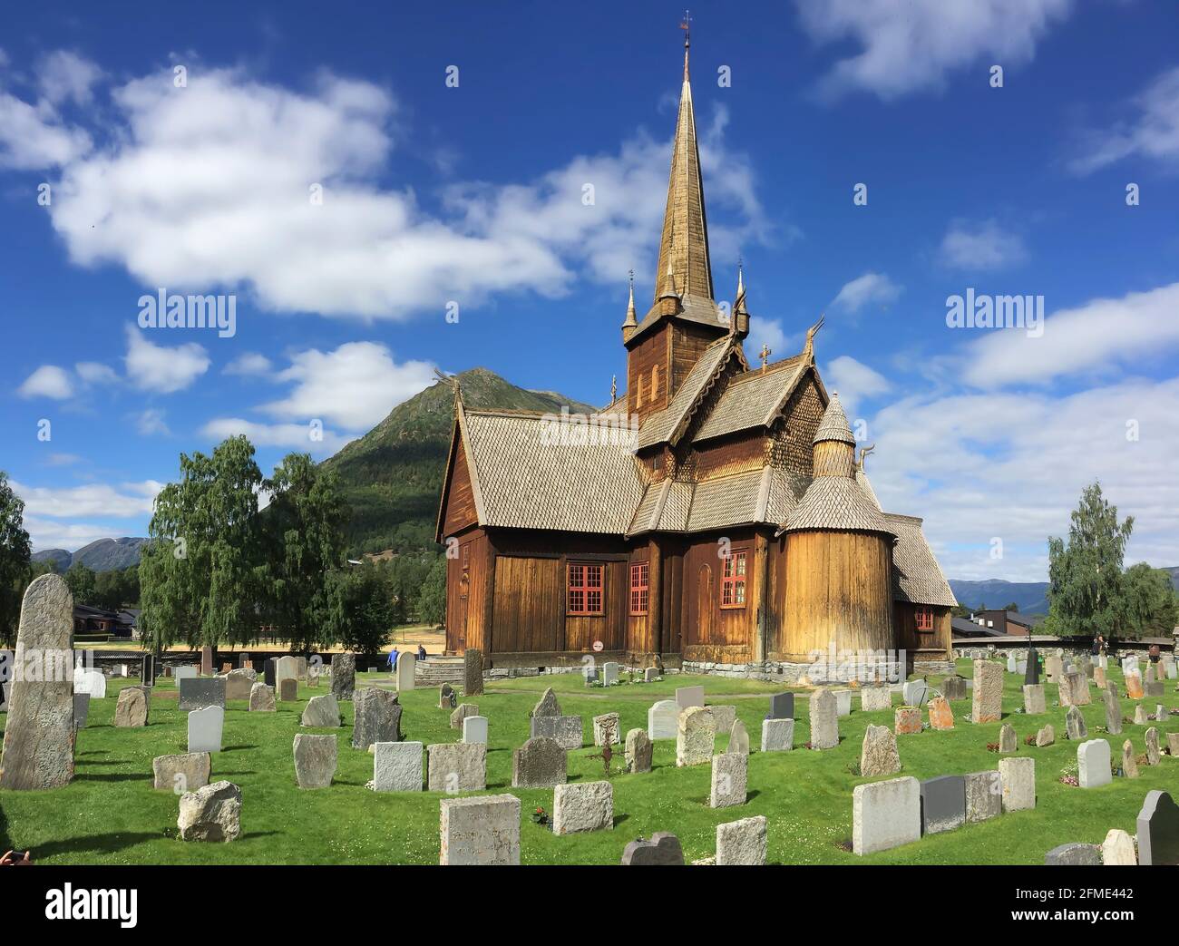 Stave church of lom with graveyard hi-res stock photography and images ...