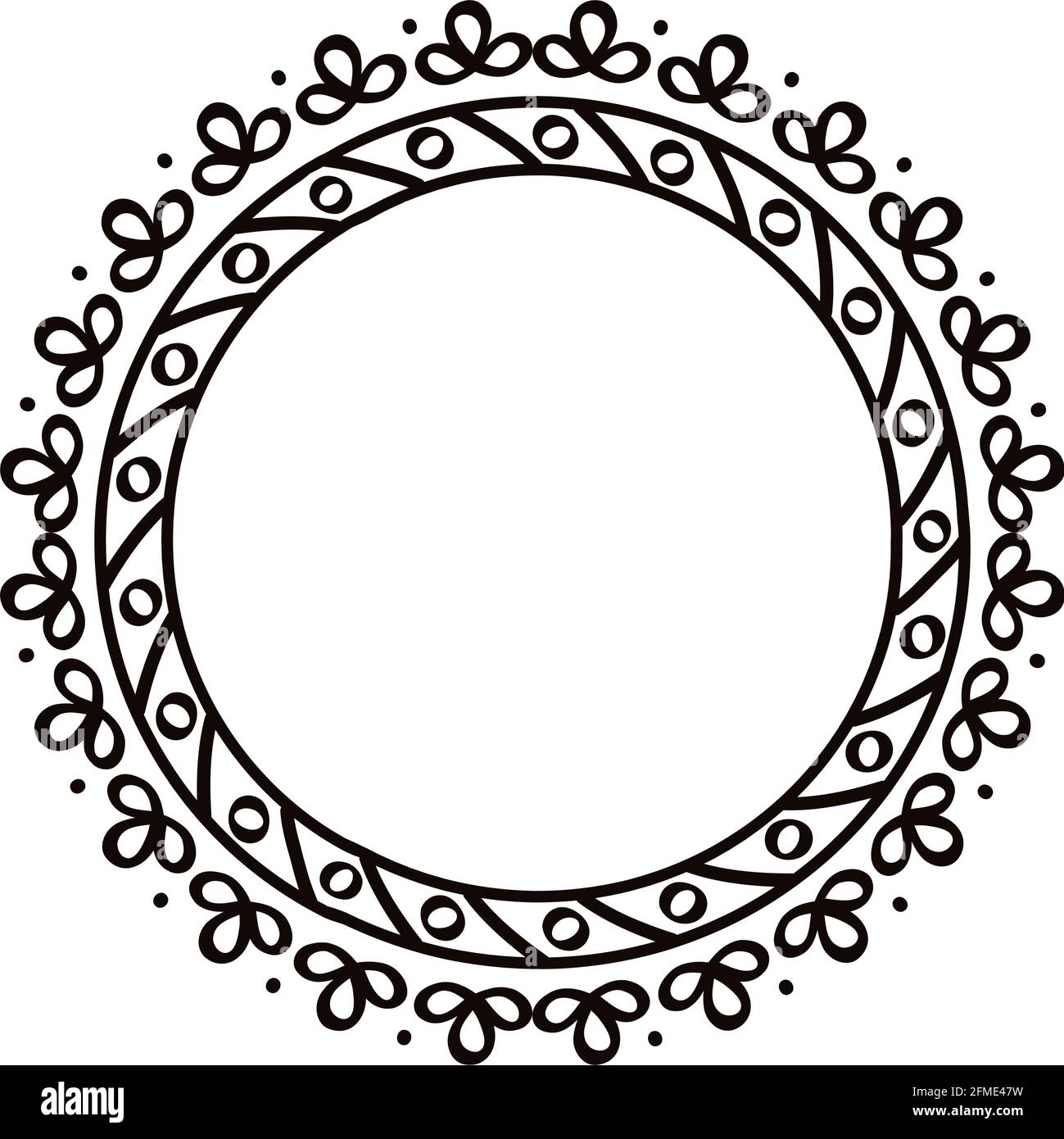 circular hand draw leaves frame Stock Vector Image & Art - Alamy