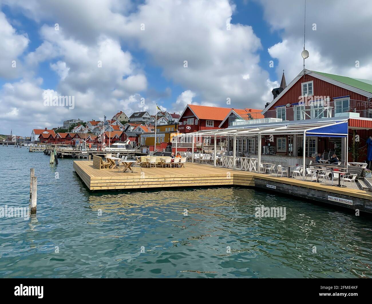 Fjallbacka, Sweden - June 10, 2019: Swedish fishing village Fjällbacka on the West coast in ...