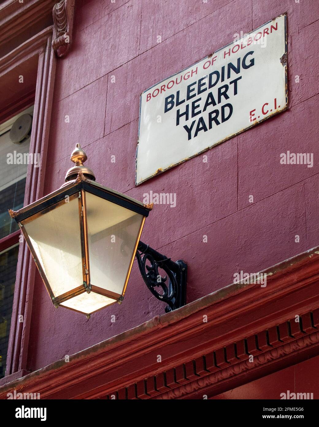 London, UK - May 7th 2021: Street sign for Bleeding Heart Yard pictured ...