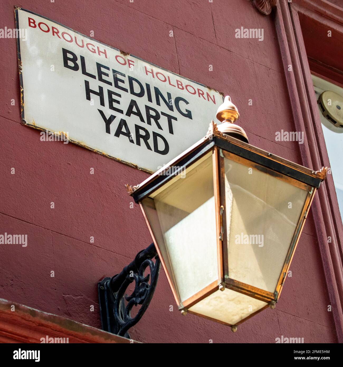 London, UK - May 7th 2021: Street sign for Bleeding Heart Yard pictured ...