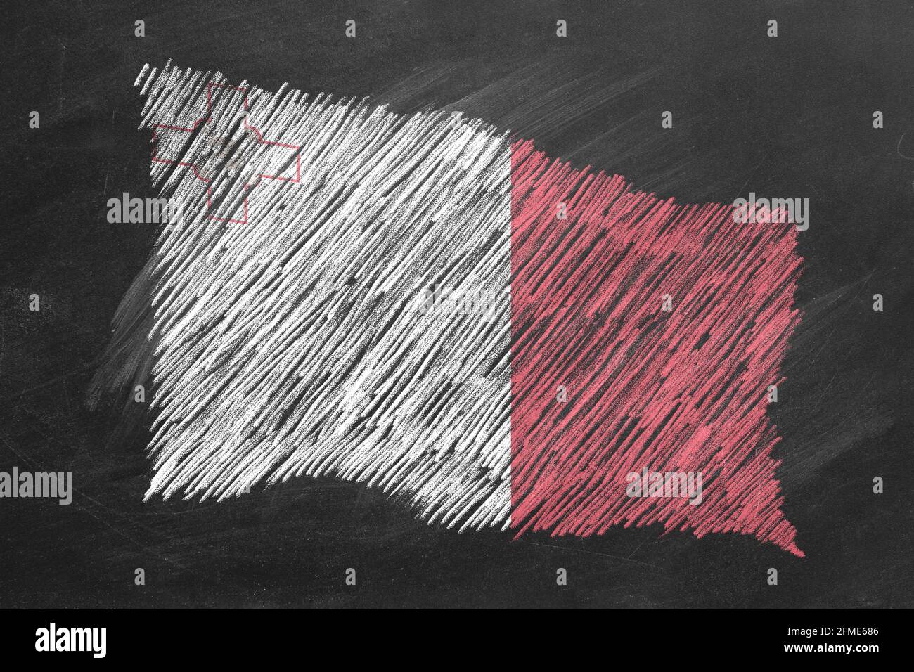 National Flag of Malta. Chalk drawn illustration Stock Photo - Alamy