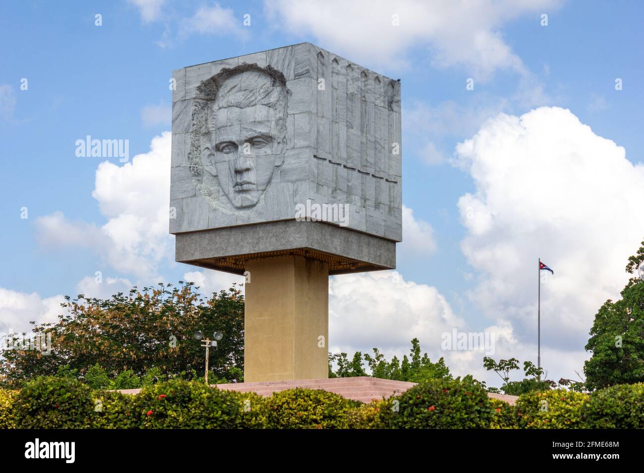 White marble cubist sculpture in fountain honoring Jose Marti and Abel ...