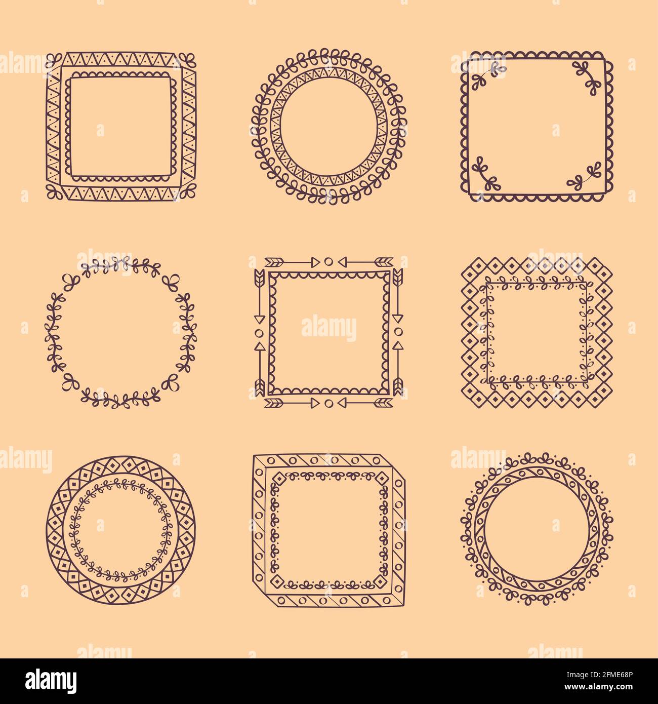 hand drawn frames nine styles Stock Vector Image & Art - Alamy