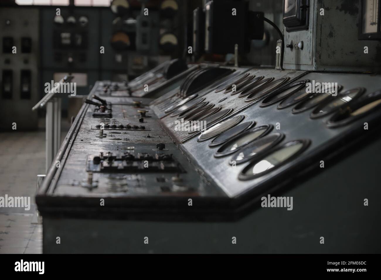 Control Panel of an old Power Plant Stock Photo - Alamy