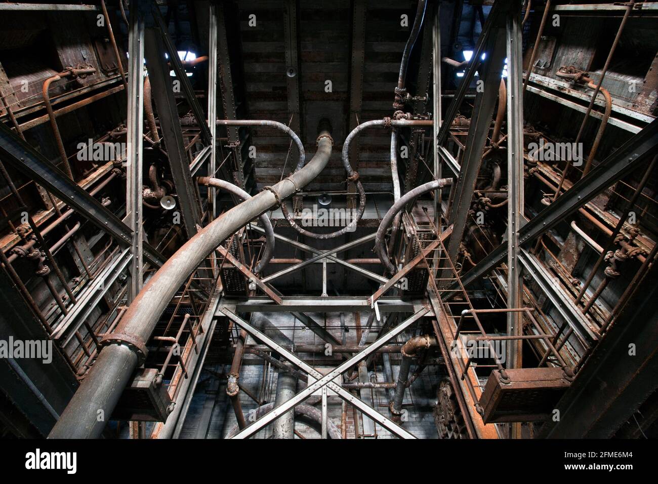 Interior of an abandoned decaying industrial power plant Stock Photo ...