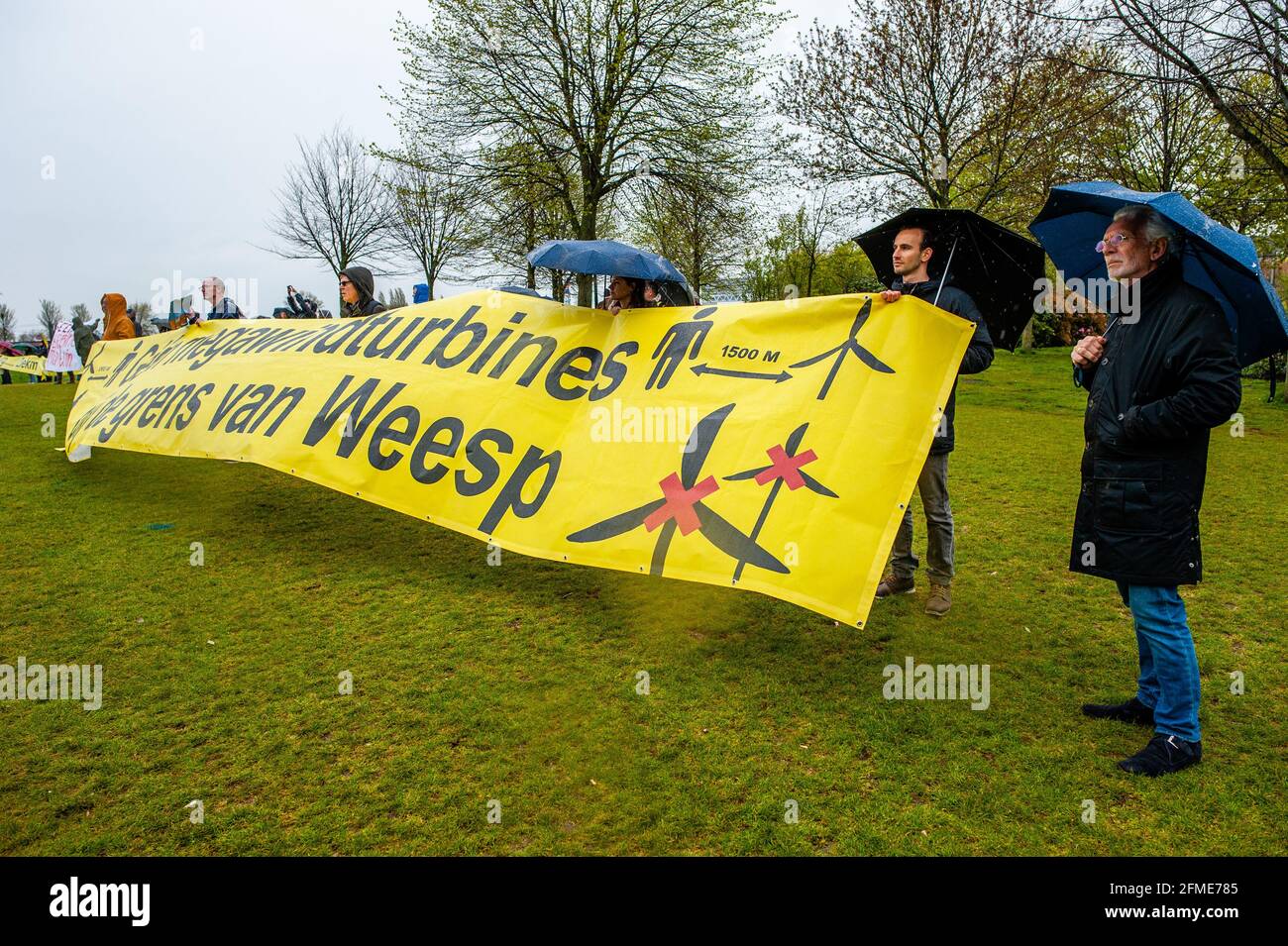Protesters hold a banner during the demonstration.After some protests ...