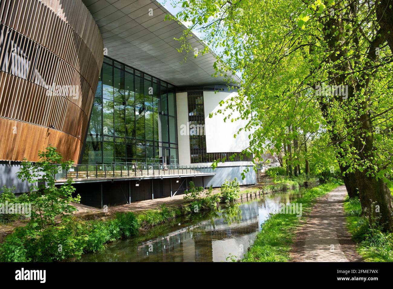View of Royal Welsh College of Music and Drama building River Taff ...