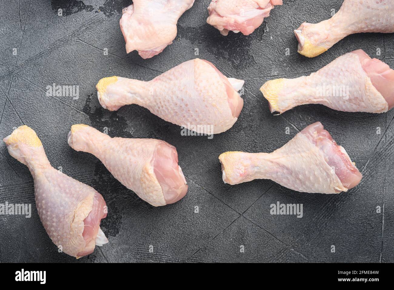 Fresh chicken meat cuts Farm poultry meat set, on gray stone background ...