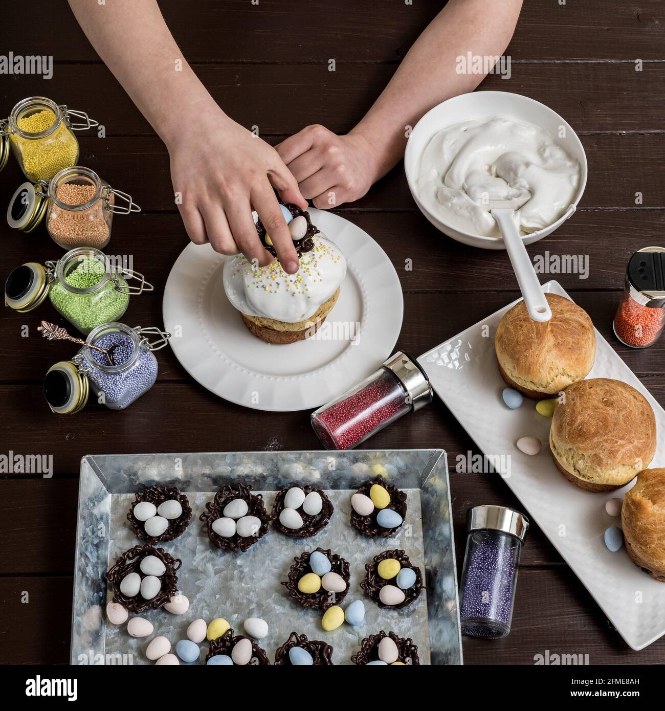 decorating Easter cake traditional decoration and attributes ...