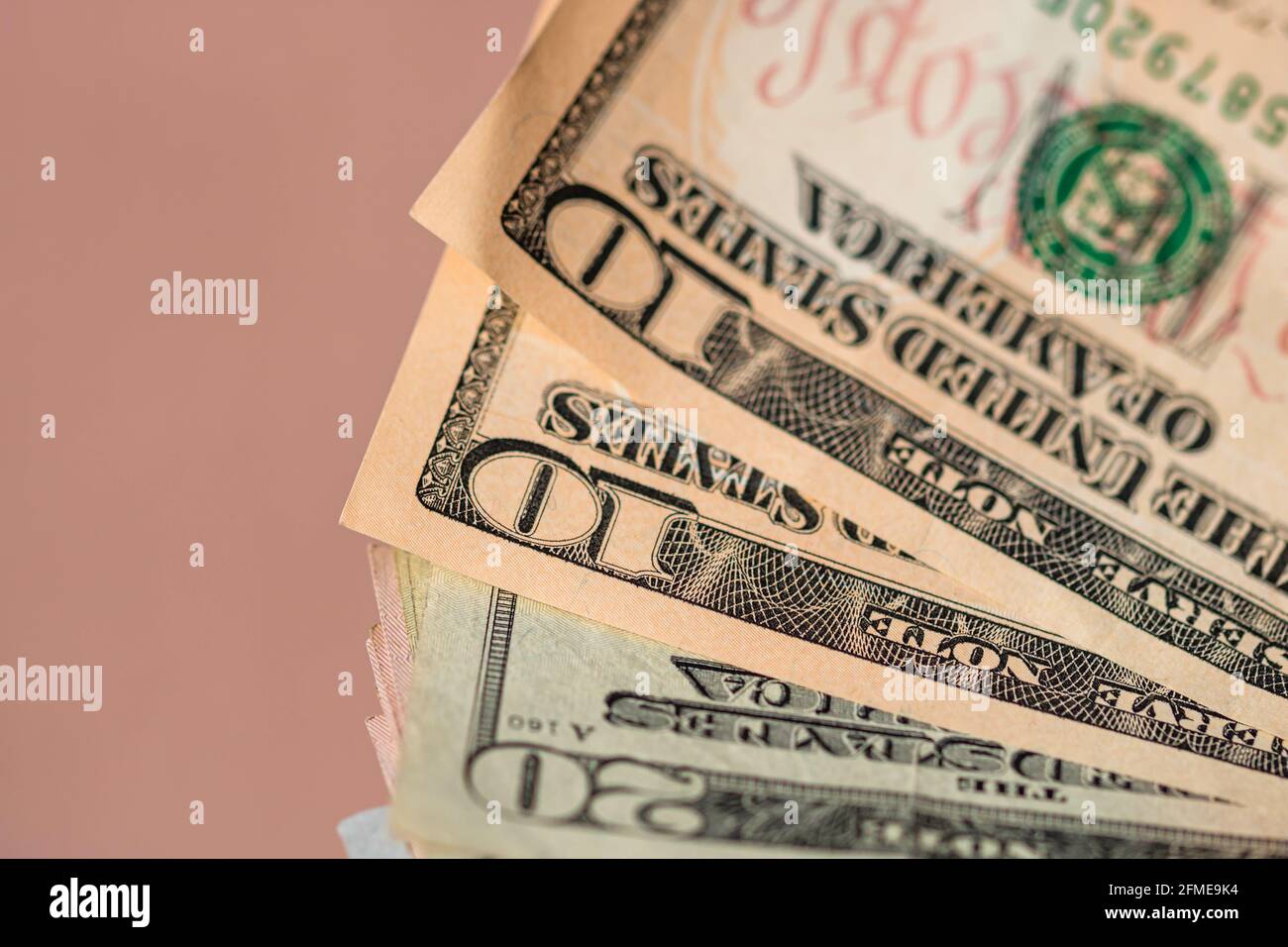 Closeup of USD banknotes details - world money, inflation and economy ...