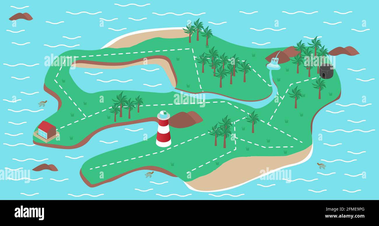 Tropical exotic Island map vector illustration Stock Vector Image & Art ...