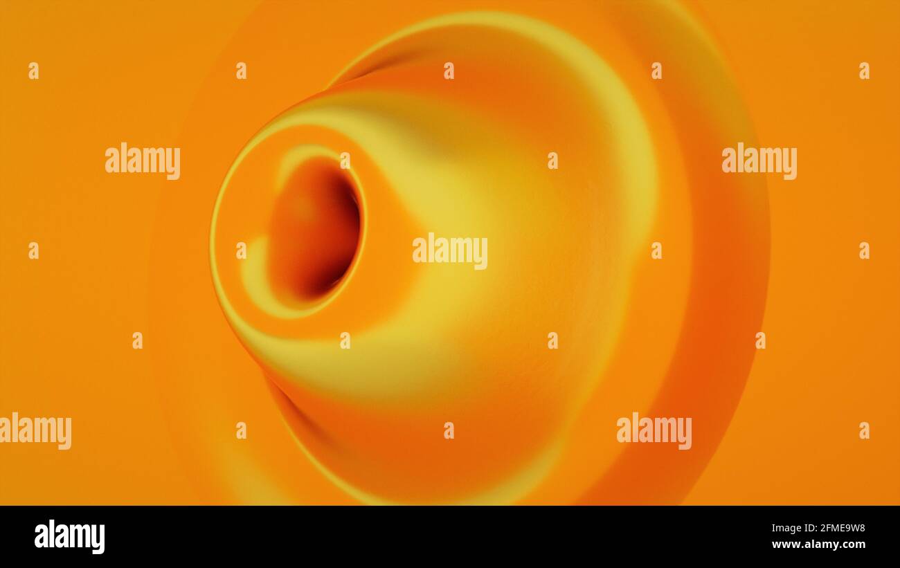 Abstract gold shape with impulse circular waves, computer generated. 3d ...