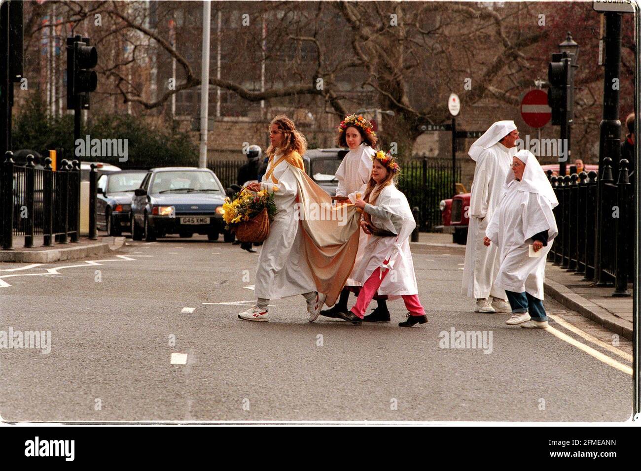 DRUIDS. THE DRUID ORDER PERFORMING THE SPRING EQUINOX CEREMONY ON TOWER ...
