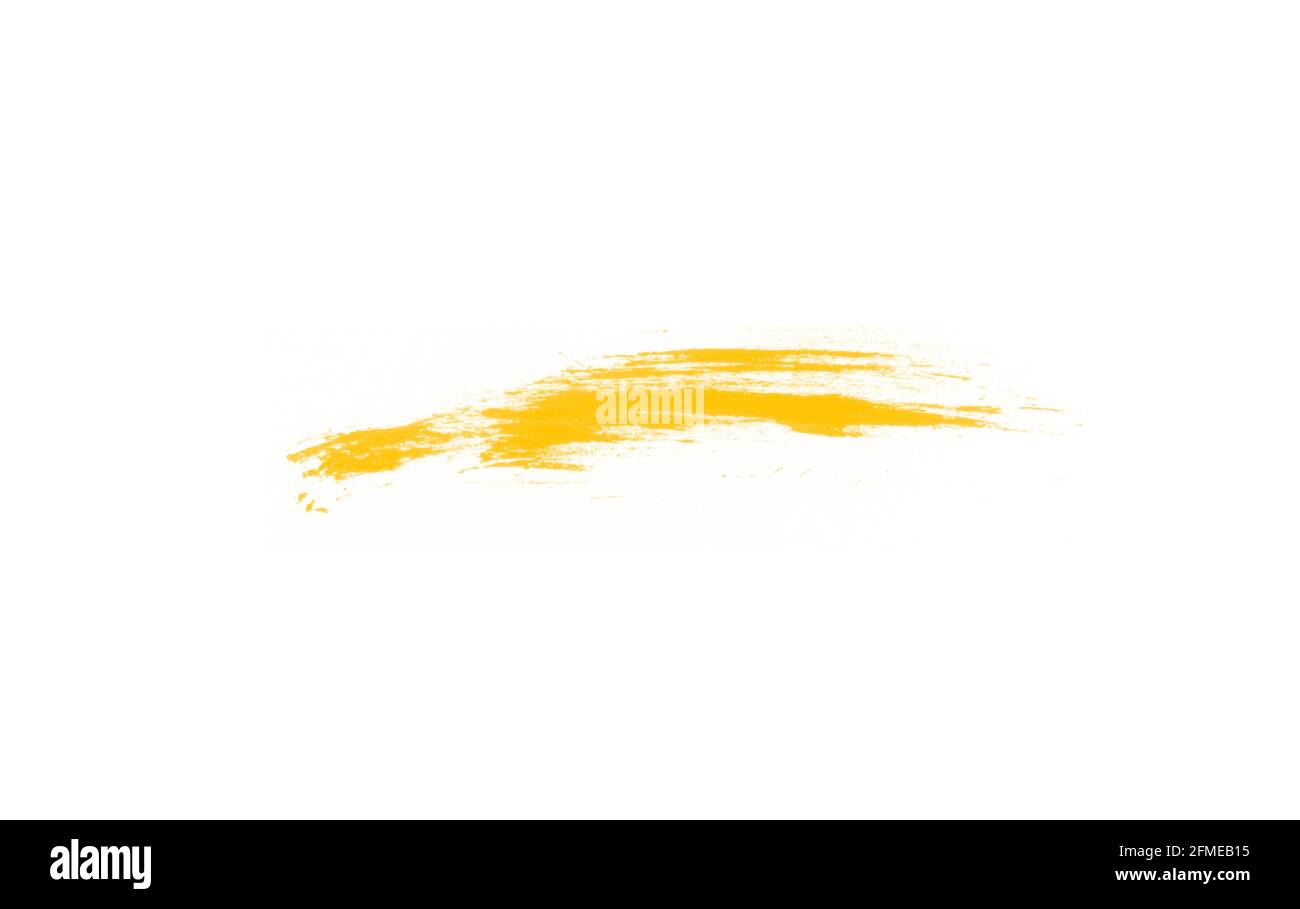 Beautiful paint isolated paint line brushes for painting. Yellow ink ...