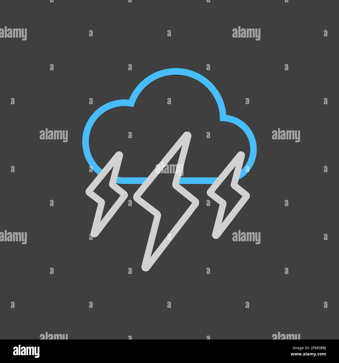 Storm cloud vector icon on dark background. Rainstorm symbol ...