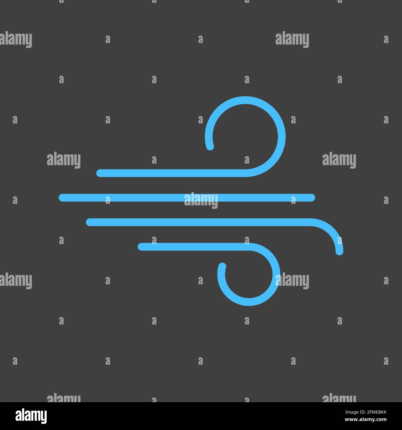 High wind vector icon on dark background. Meteorology sign. Graph ...