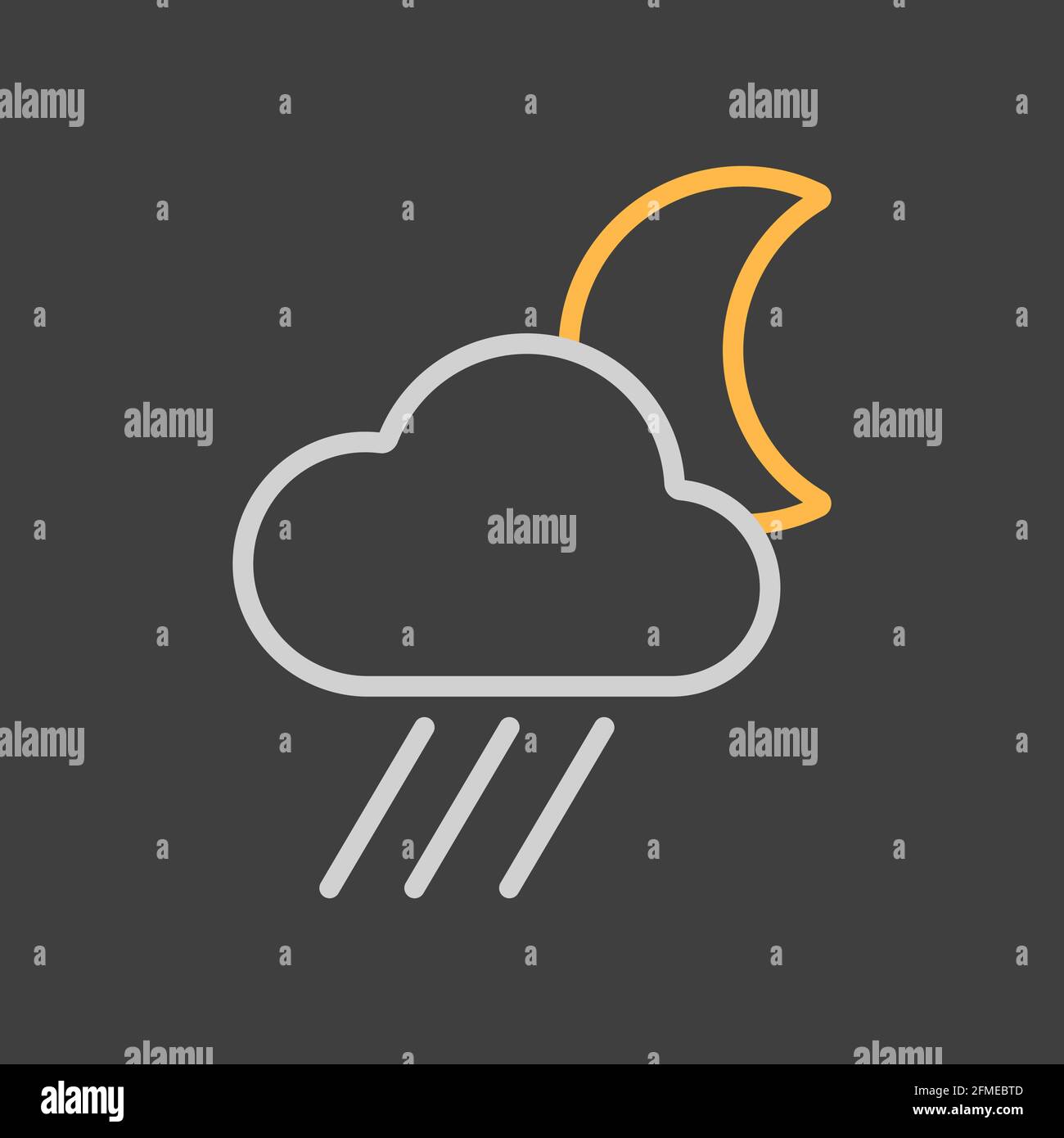Raincloud with moon icon on dark background. Meteorology sign. Graph ...
