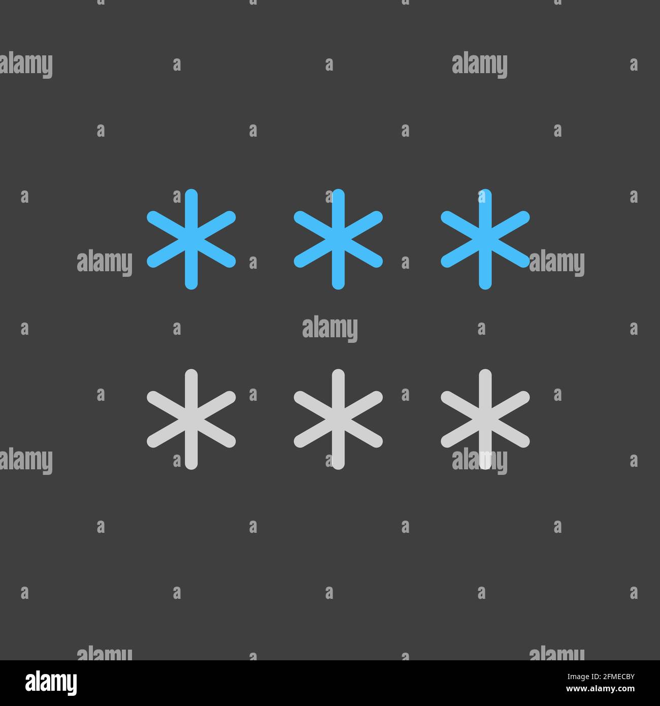 Snowflakes vector icon on dark background. Meteorology sign. Graph ...
