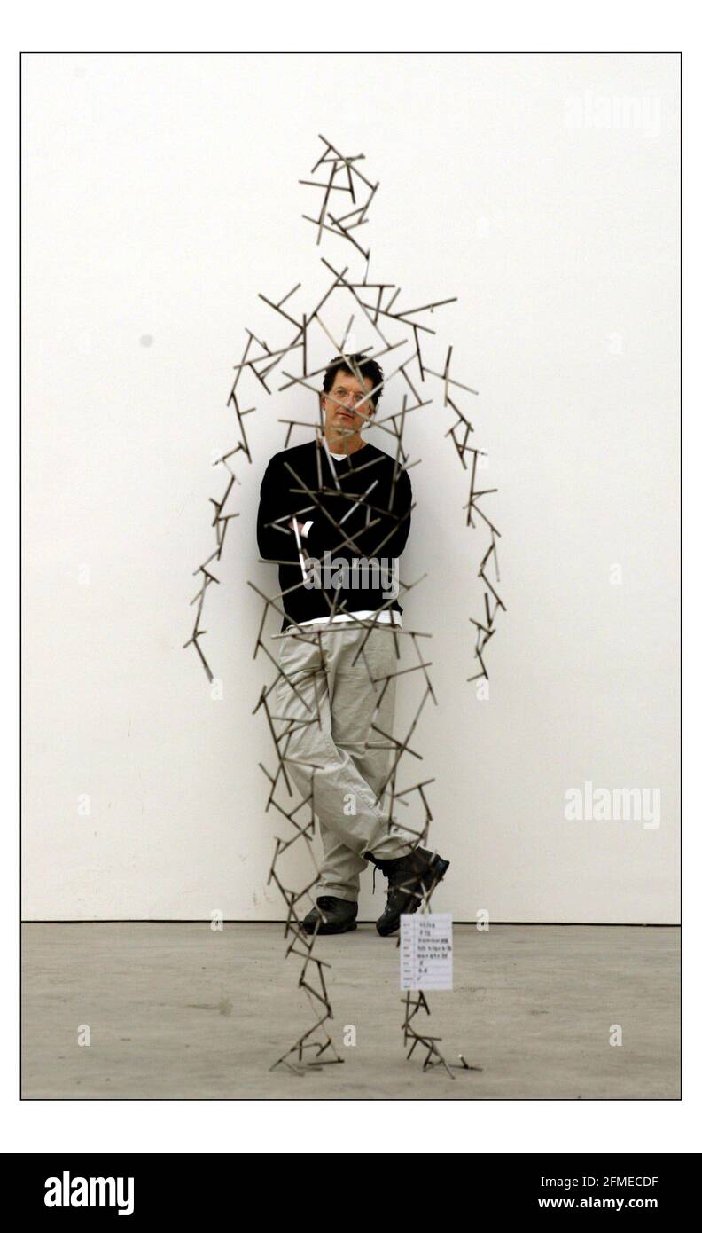 Anthony Gormley in his studio in north London......with Hugh Brody who ...