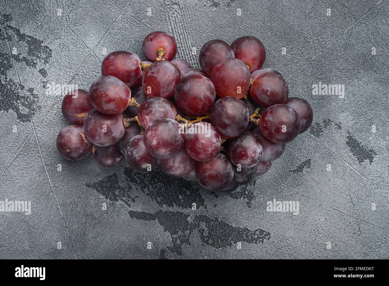 Natural organic juicy grapes set, dark red fruits, on gray stone ...