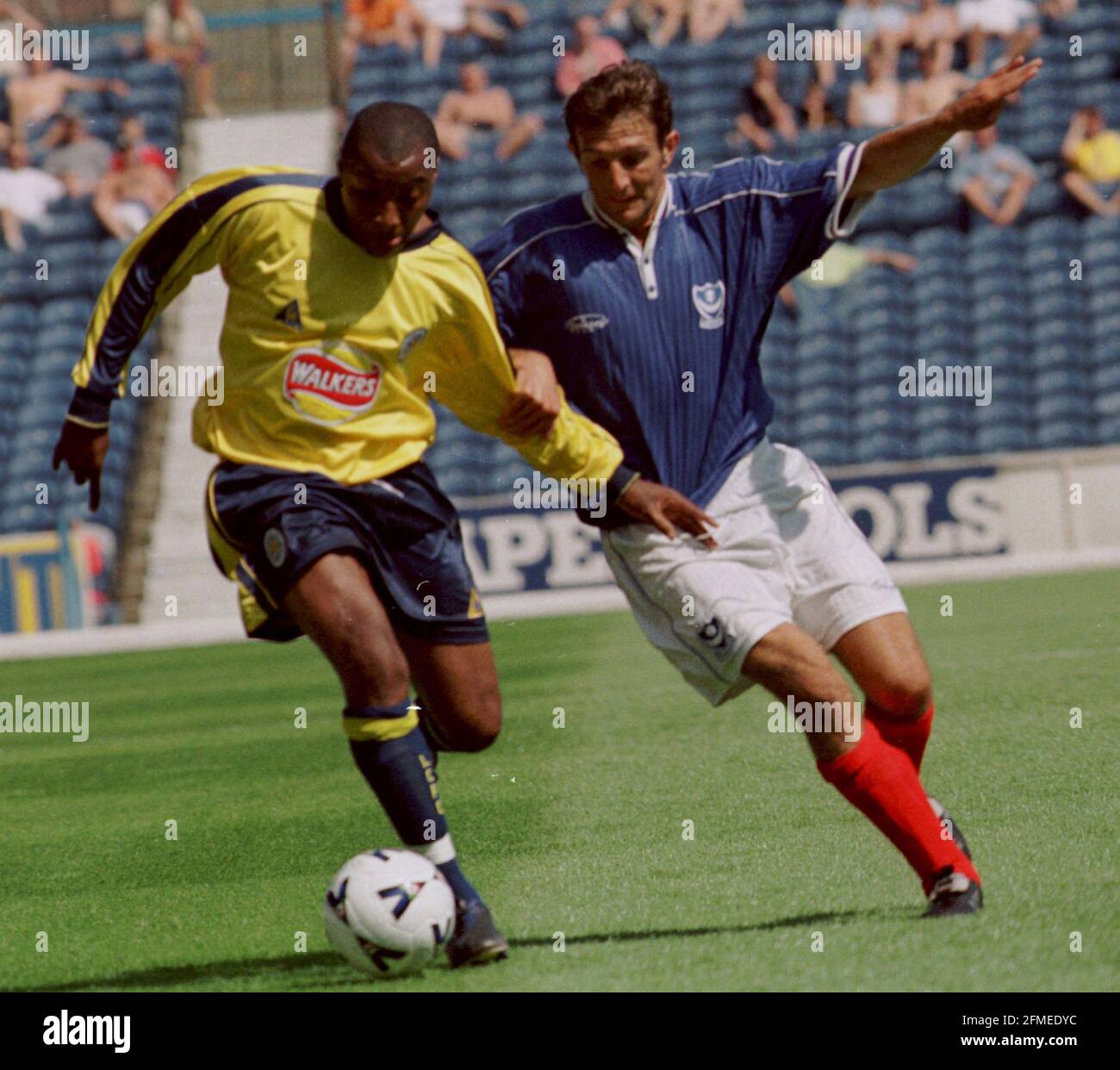 LEICESTER'S ANDY IMPEY AND PORTSMOUTH'S JEFF PERON. JULY 99. PIC MIKE ...