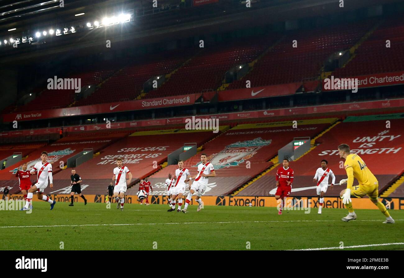 Liverpool's Thiago Alcantara scores their side's second goal of the ...