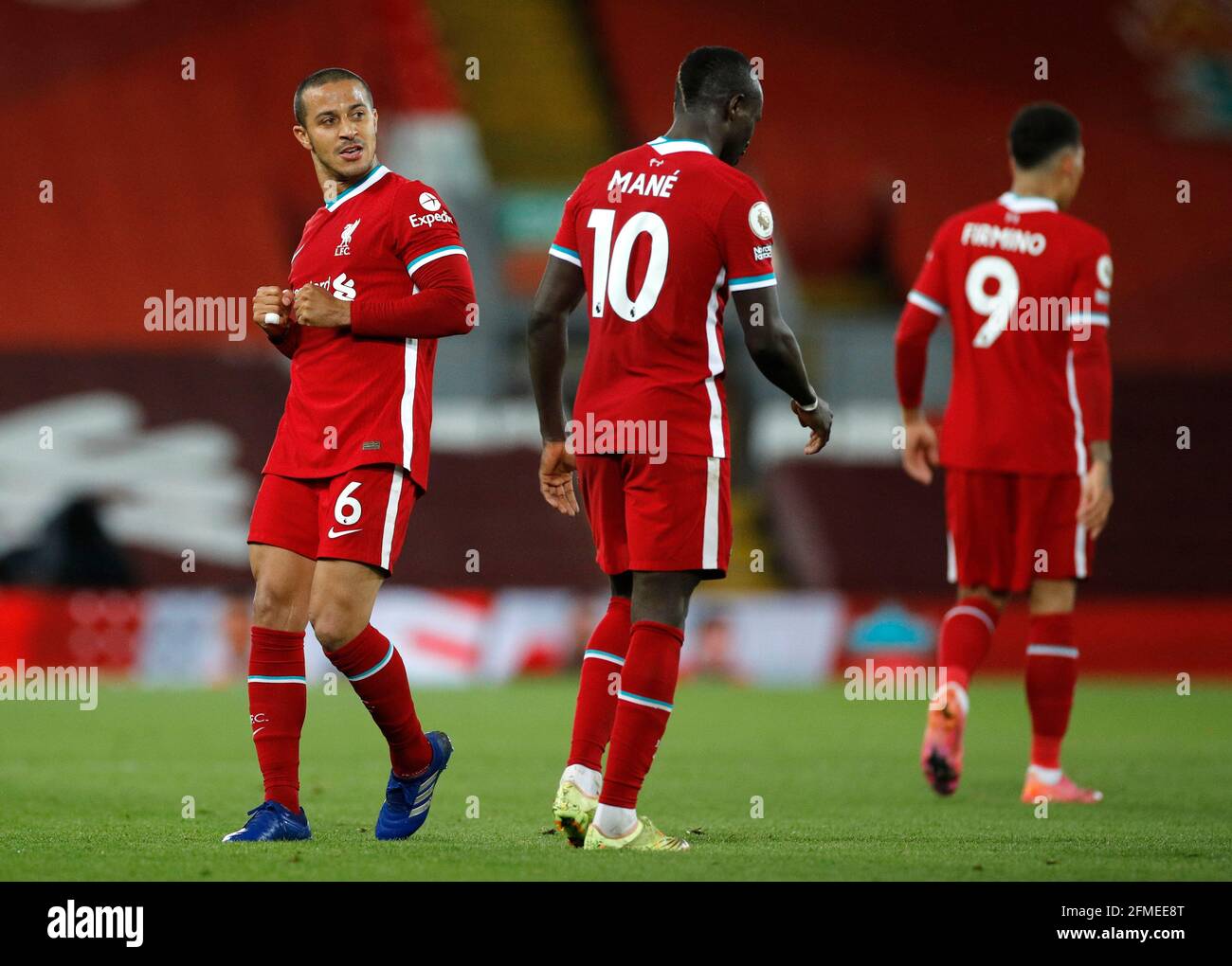 Liverpool's Thiago Alcantara celebrates scoring their side's second ...