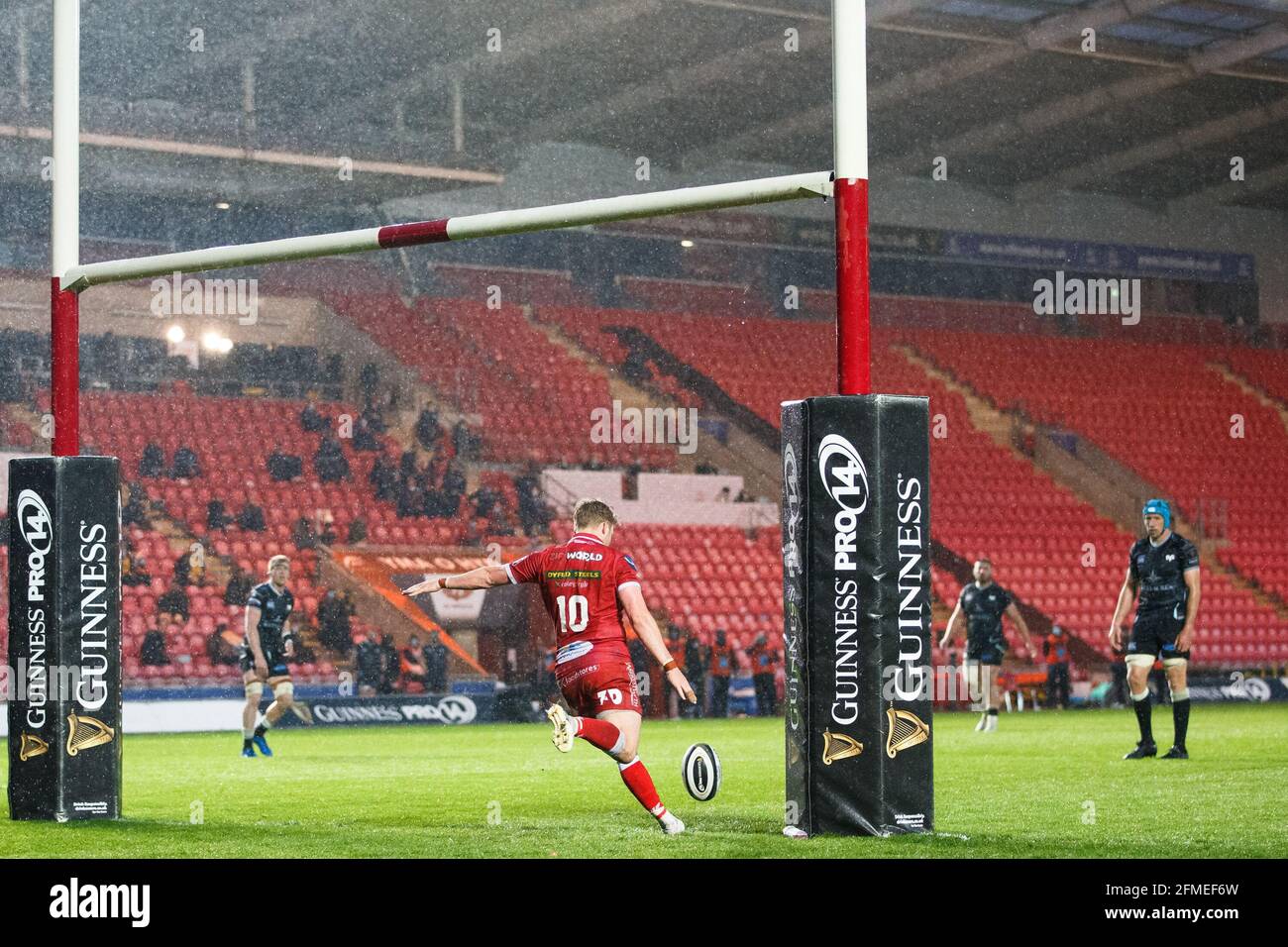 Llanelli, UK. 8 May, 2021. Scarlets fly half Angus O’Brien drops out ...