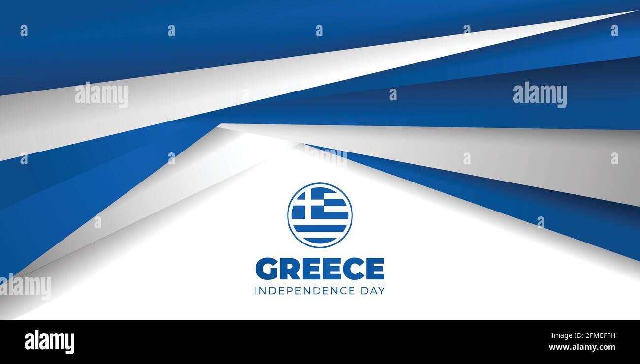Blue white background design with greece emblem flag. good template for ...