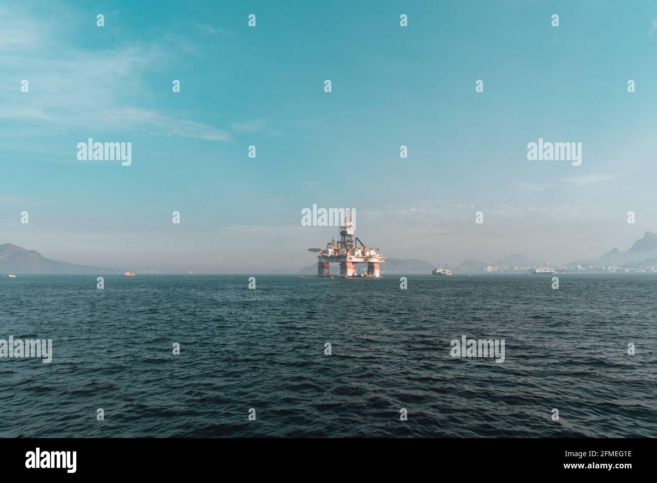 Drilling rig of West Sirius in the middle of the sea at Port Aransas ...