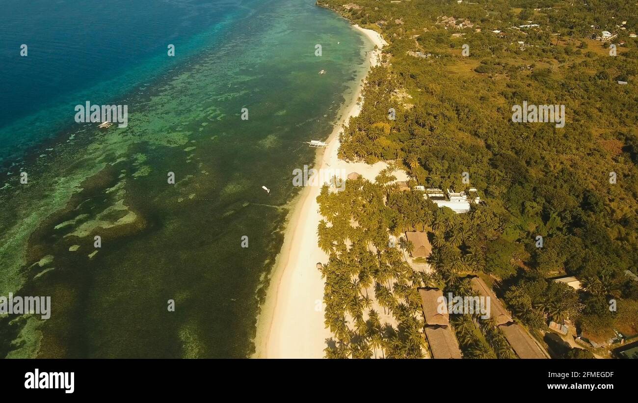 Aerial view tropical beach on the island Bohol, Philippines. Beautiful ...