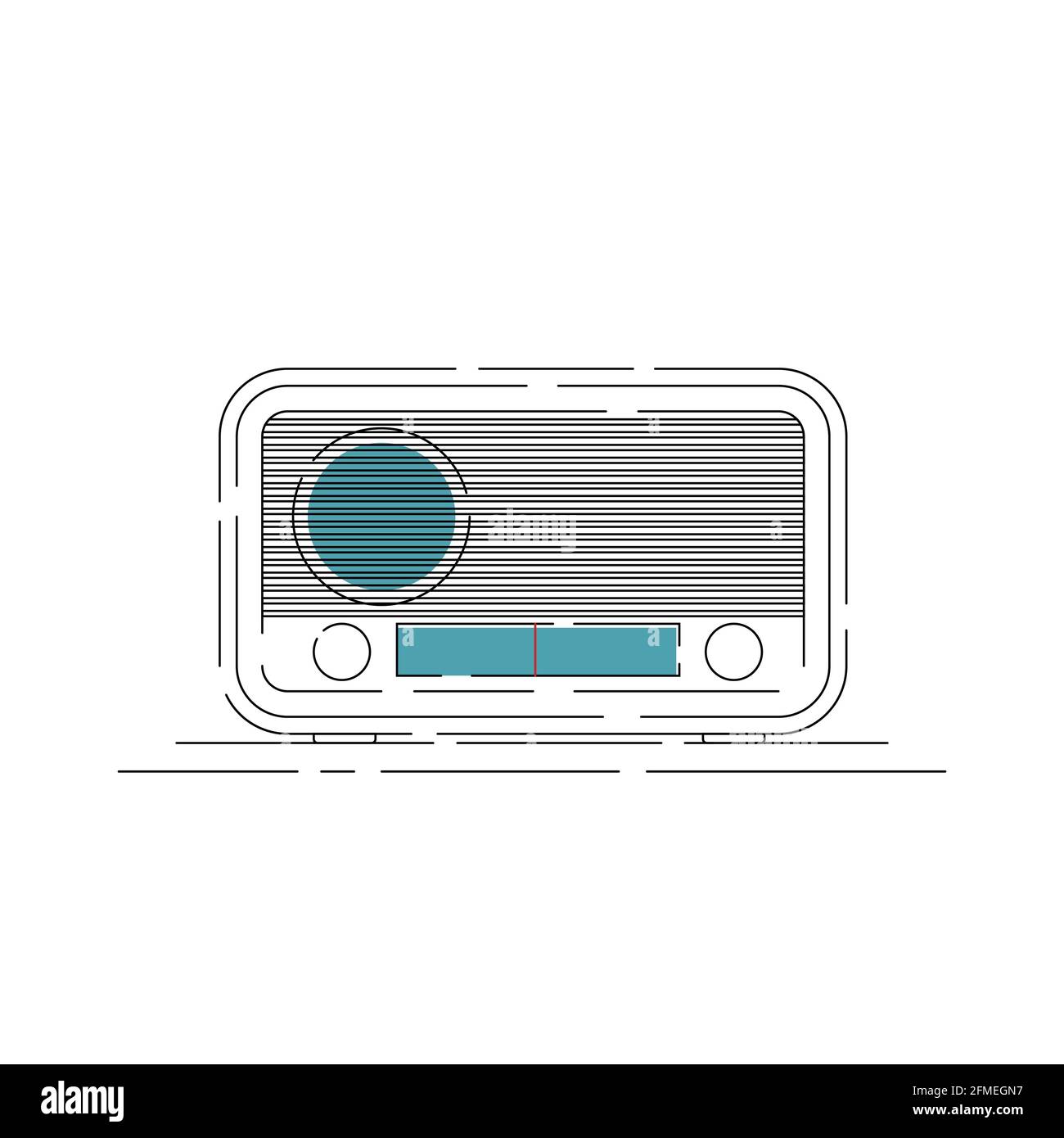 Vintage radio vector illustration with simple outline design. Good ...