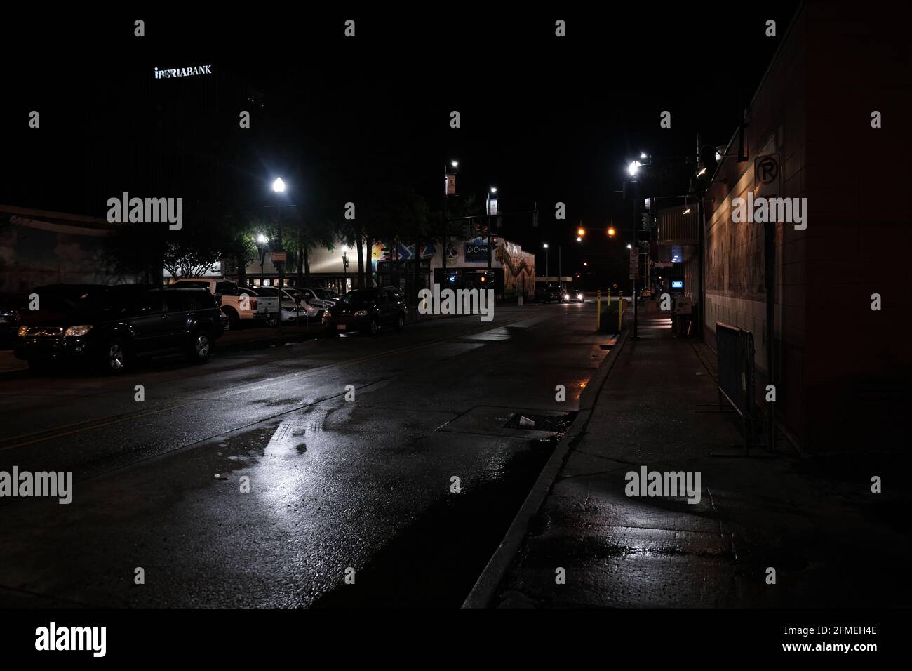 This is a photograph of downtown Lafayette Louisiana at night, you can ...