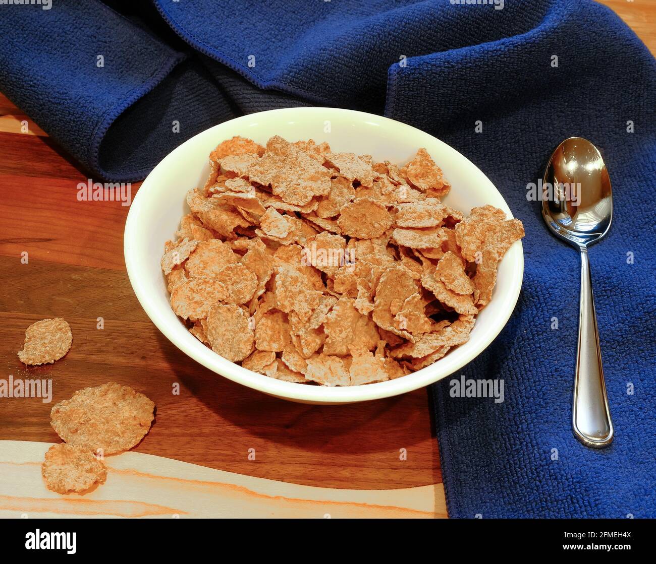 Bran Flakes in Bowl Stock Photo - Alamy