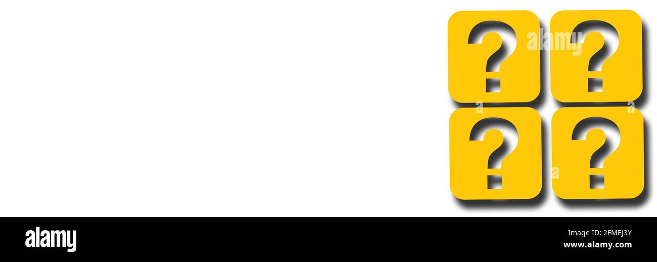 Yellow question mark on white background 3d render 4 questions mark ...