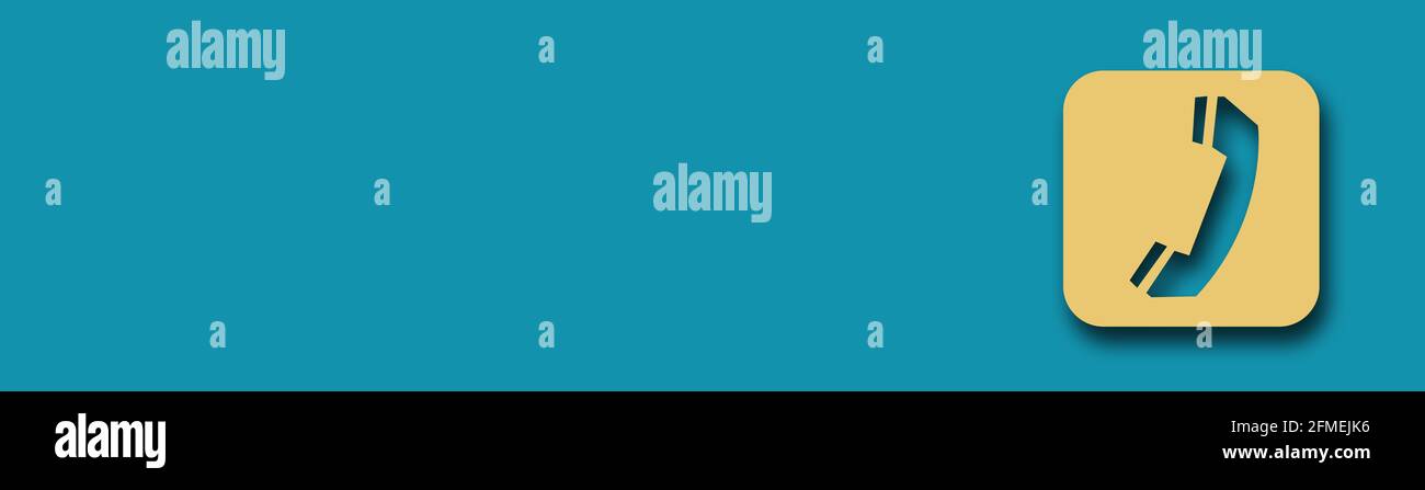 3D Call Icon in panorama blue background. Business Support Call concept ...