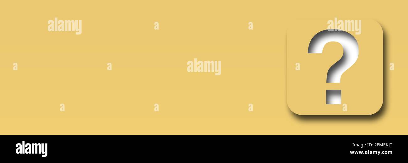 3D Question mark in a yellow pastel color panorama background. Business ...