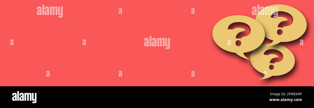 Question mark bubble speech in front of red background . Business forum ...