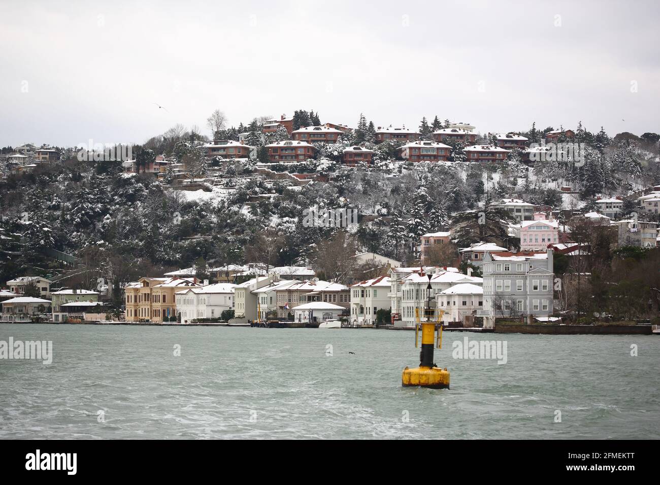 magnificent historical mansions (yali) on the Bosphorus waterfront on a ...