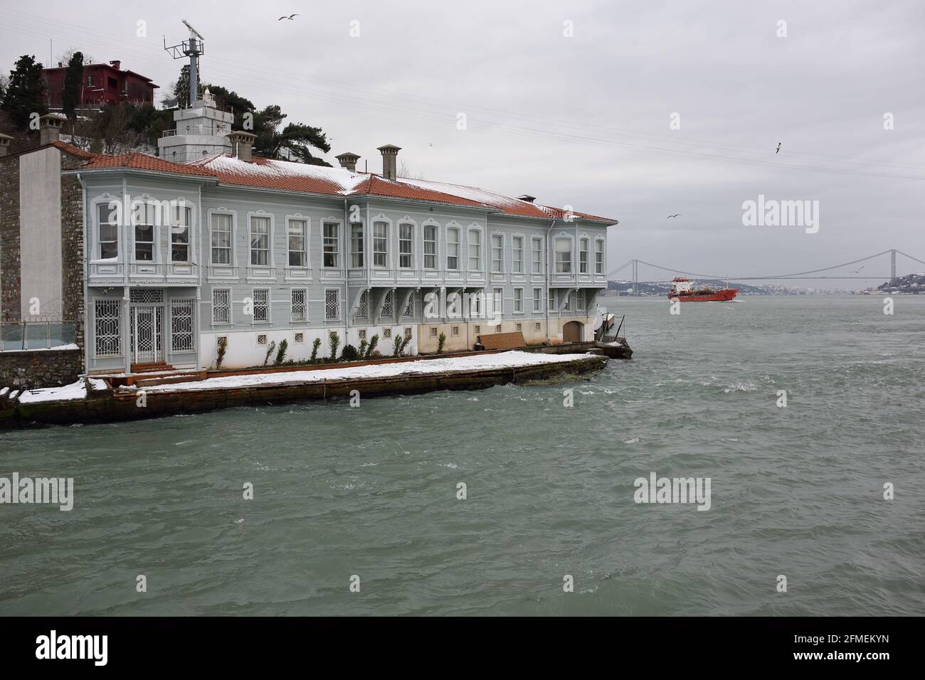 magnificent historical mansions (yali) on the Bosphorus waterfront on a ...